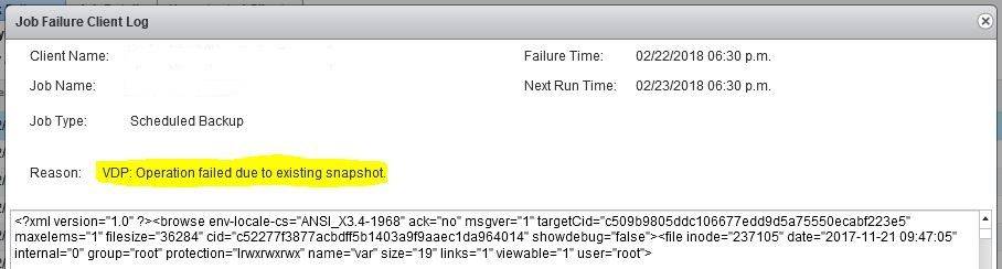 Problemas con VDP operation failed due existing snapshot - IT como hobby